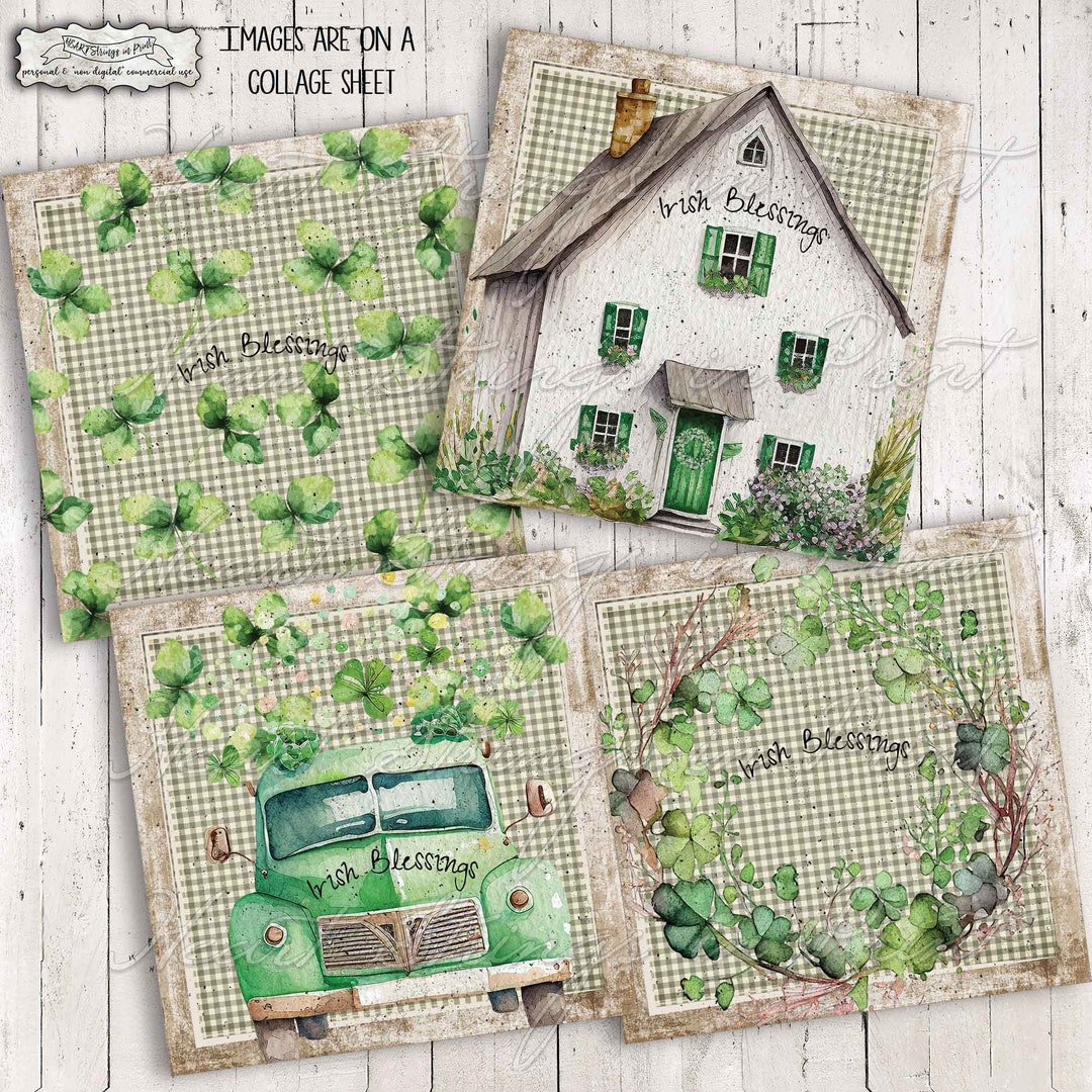 Irish Design Printable, St. Patrick's, Collage, Primitive, Digital ...