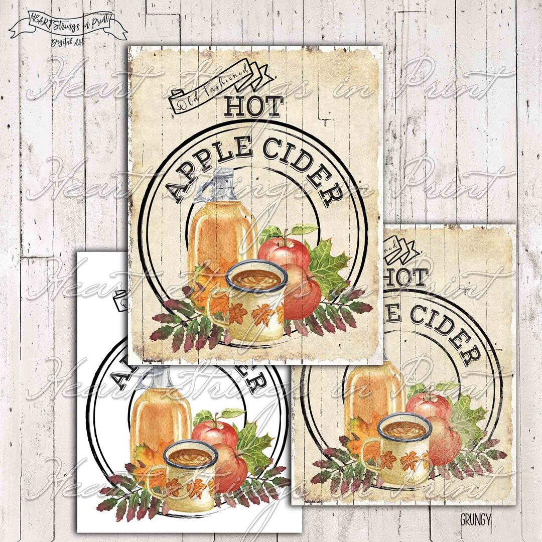 Old Fashioned Hot Apple Cider Printable, 8x10 Autumn Sign, Primitive ...