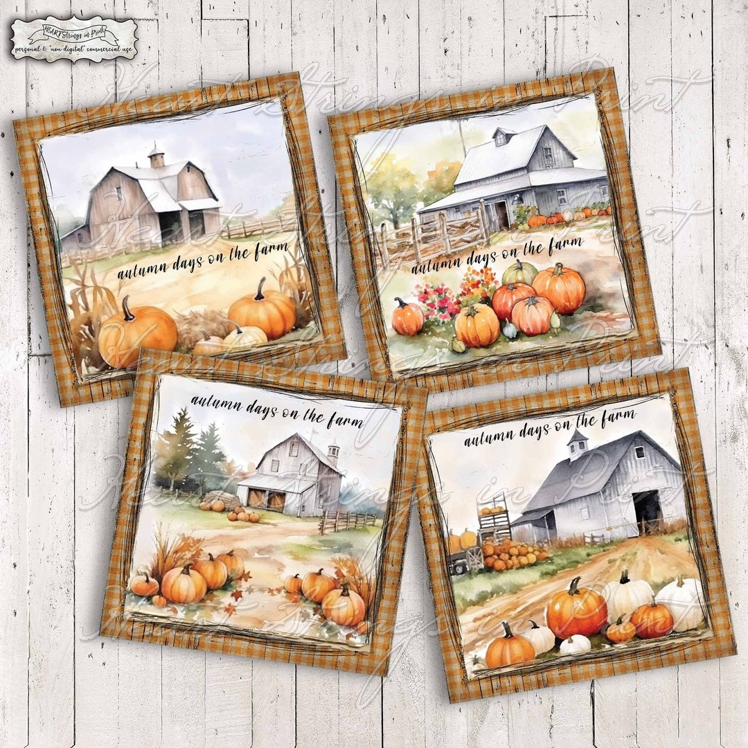Autumn Days on the Farm Printable, Coaster Designs, 4x4 Collage Sheet ...
