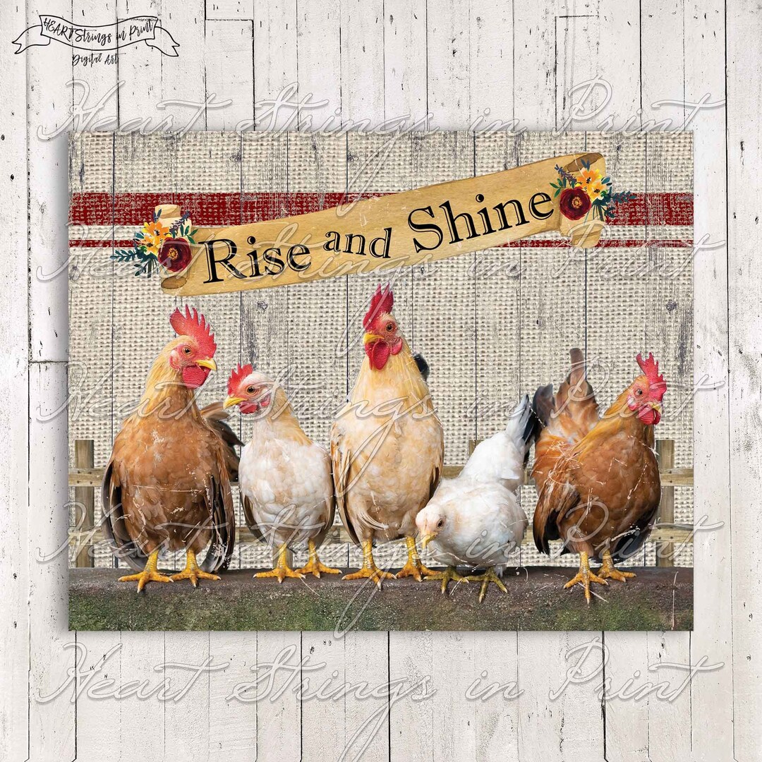 Rise and Shine Printable, 8x10 Farmhouse Sign, Primitive Print, Instant ...