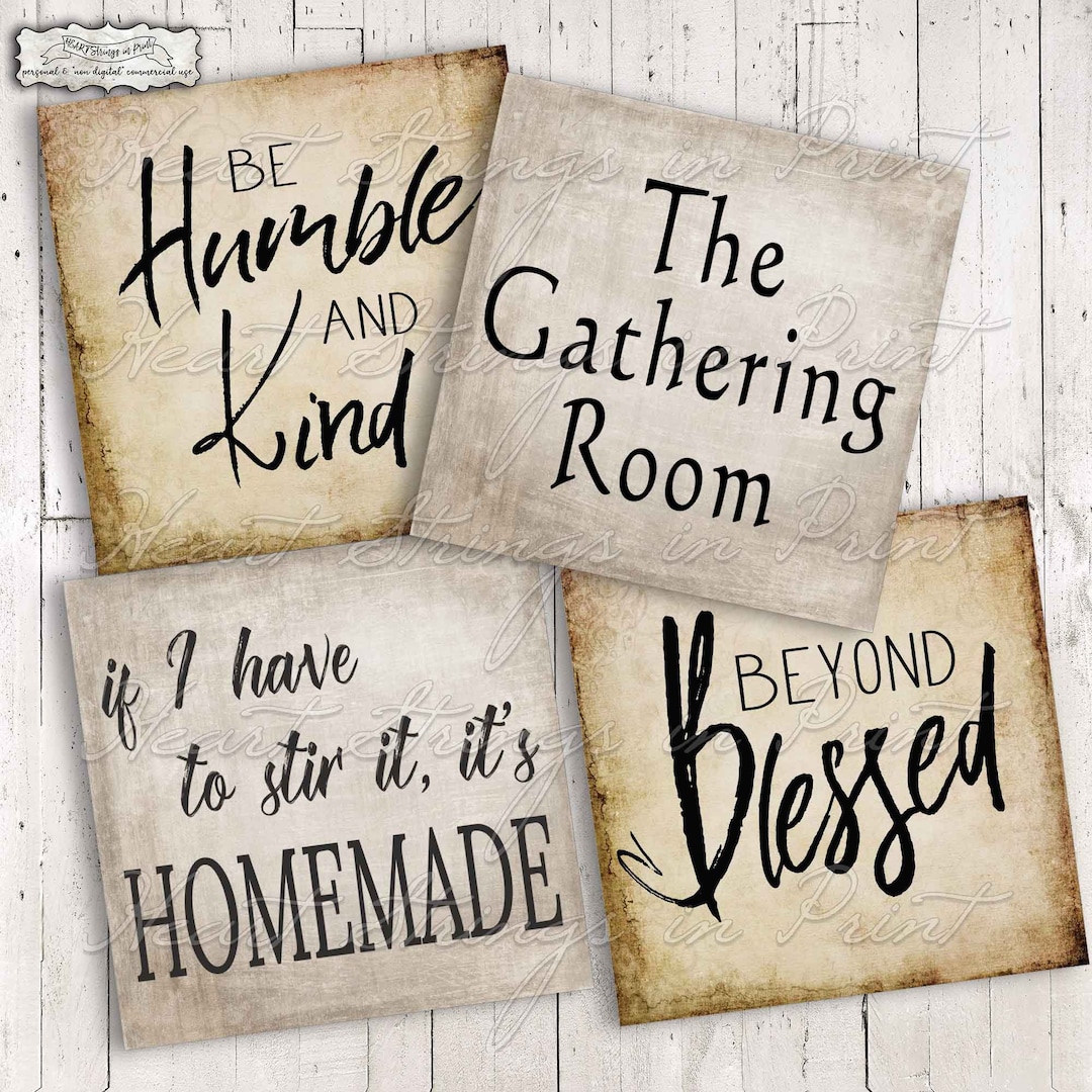 Primitive Sayings Printable, Coaster Designs, 4x4 Collage Sheet ...
