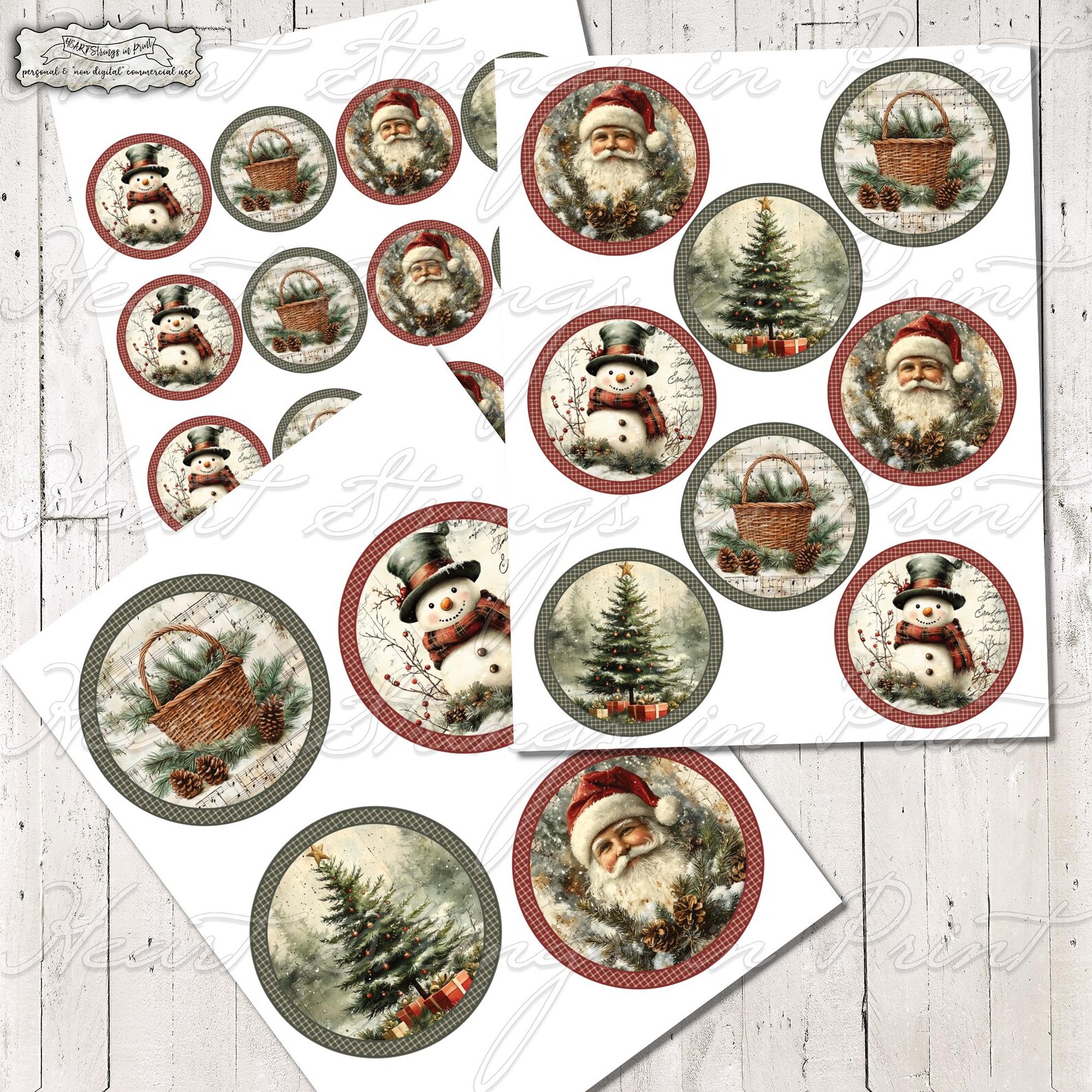 Rustic Plaid Christmas Printable, Holiday, Collage, Primitive, PNG ...