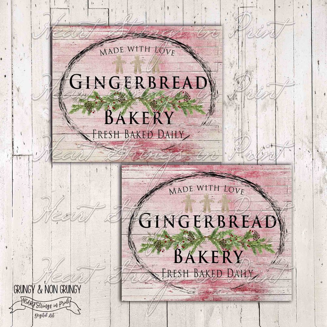 Christmas Gingerbread Bakery Printable, Primitive Print, 8x10 Holiday ...