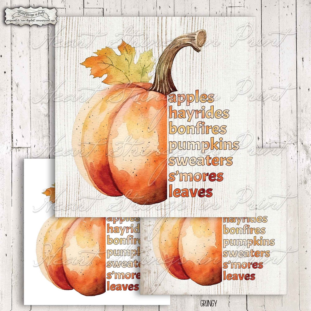 Autumn Pumpkin Word Art Digital Print, 8x8 Art Sign, PNG, Sublimation ...