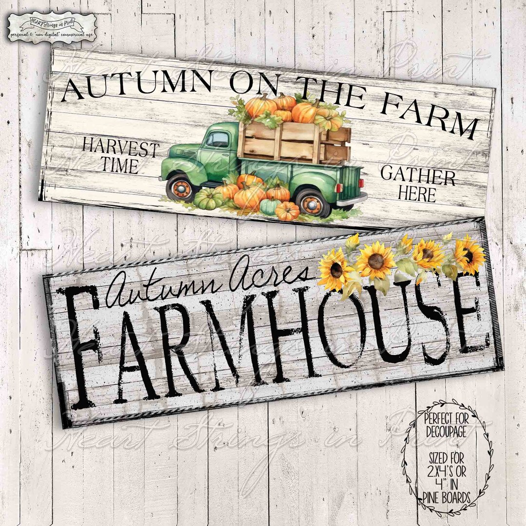 Autumn Farmhouse Printable, Prim-farmhouse Style, Art Block Designs ...