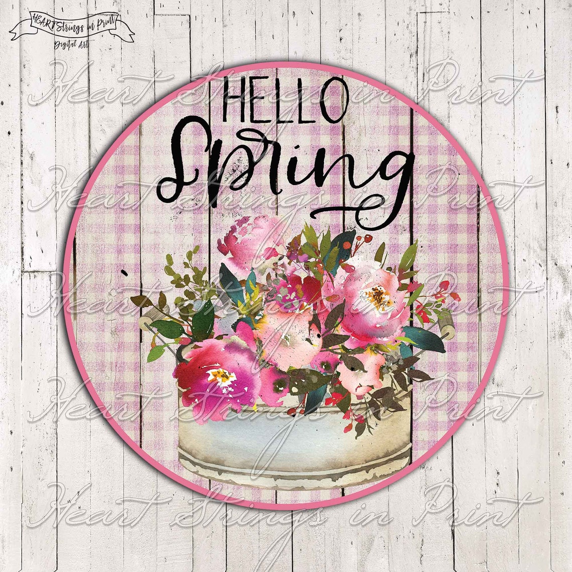 Hello Spring Wreath Sign Digital Wreath Sign Collage Sheet - Etsy