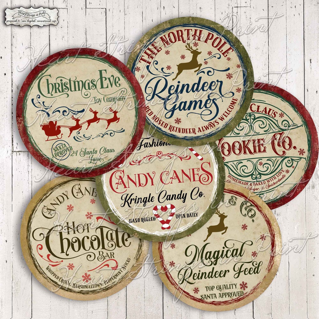 Christmas Fun Circle Designs #2, Ornaments, Printable, Collage Sheet ...