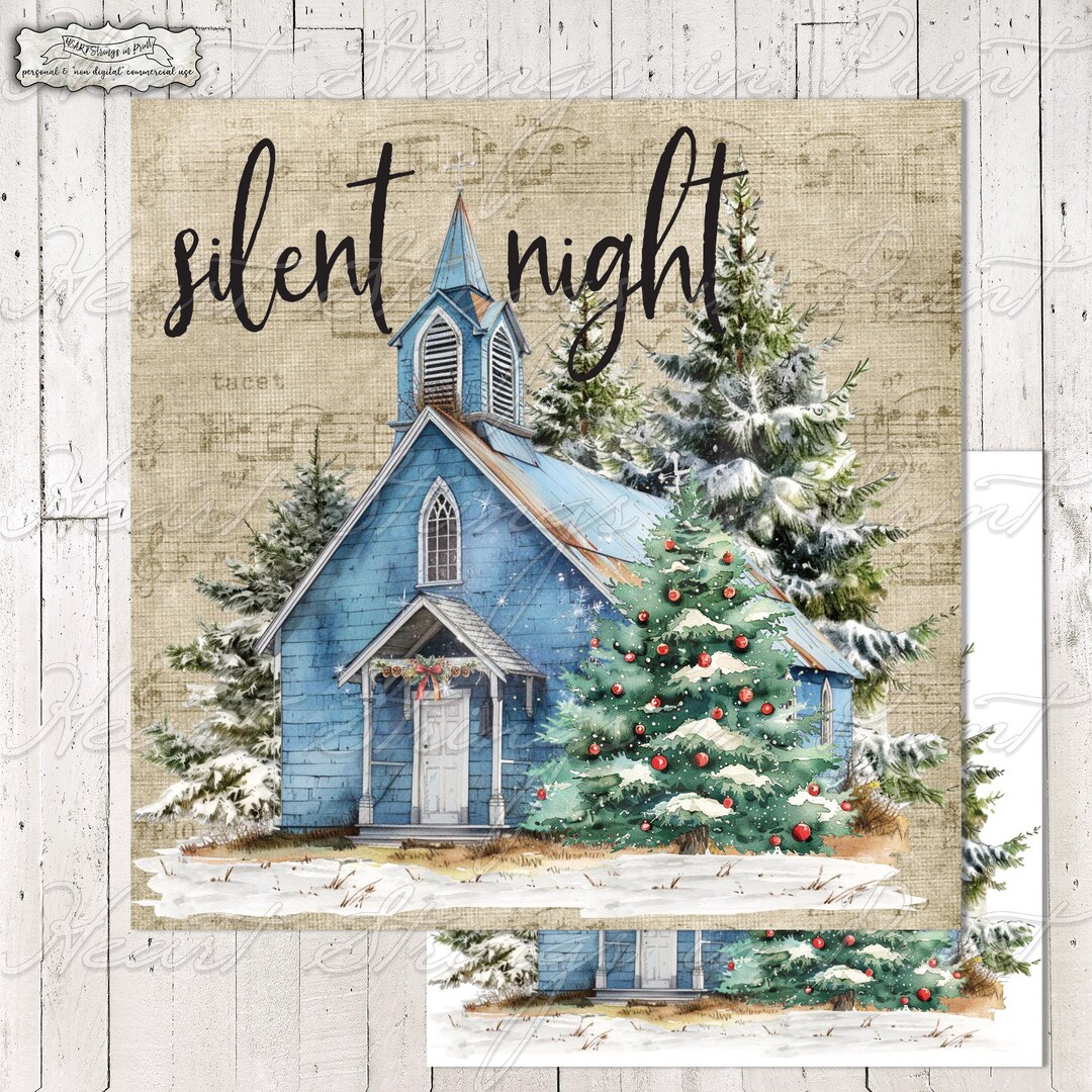Silent Night Print, Inspirational Christmas Wall Art, Printable, 8x8 ...