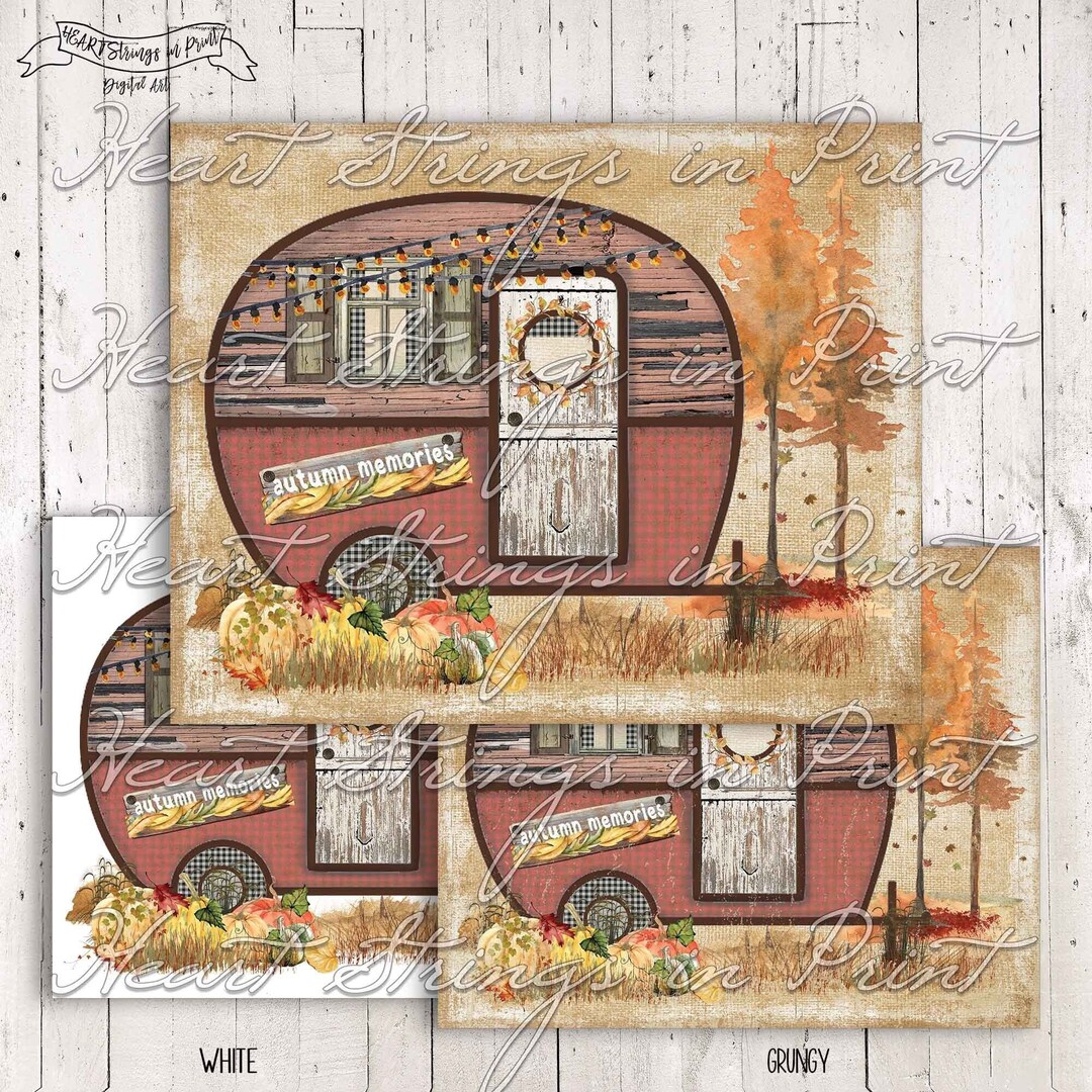 Autumn Memories Camper Digital Print 8x10 Primitive Sign - Etsy