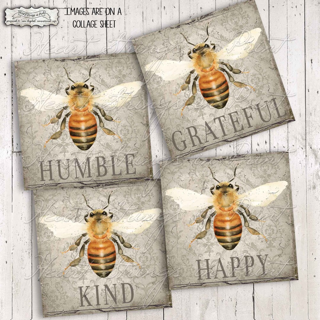 Bee Inspiration Printable, Honey Bees, Coaster Designs, Collage Sheet ...