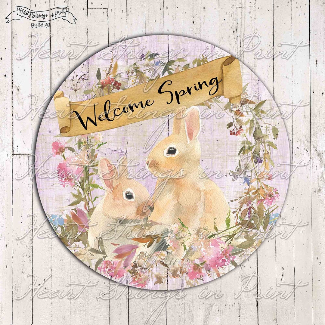 Welcome Spring Wreath Sign, Digital Wreath Sign, Collage Sheet ...