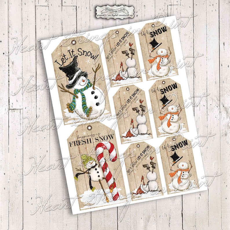Let It Snow Snowmen Printable Tags Gift Tags 2 Sizes - Etsy