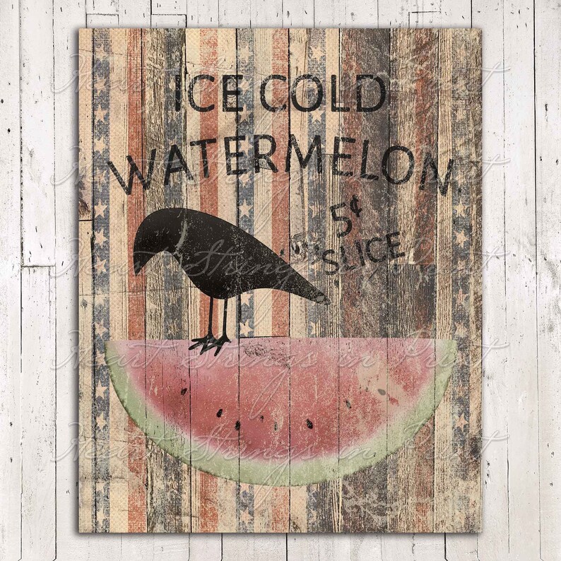 Ice Cold Watermelon 5 Cents Americana Printable 8x10 Sign | Etsy