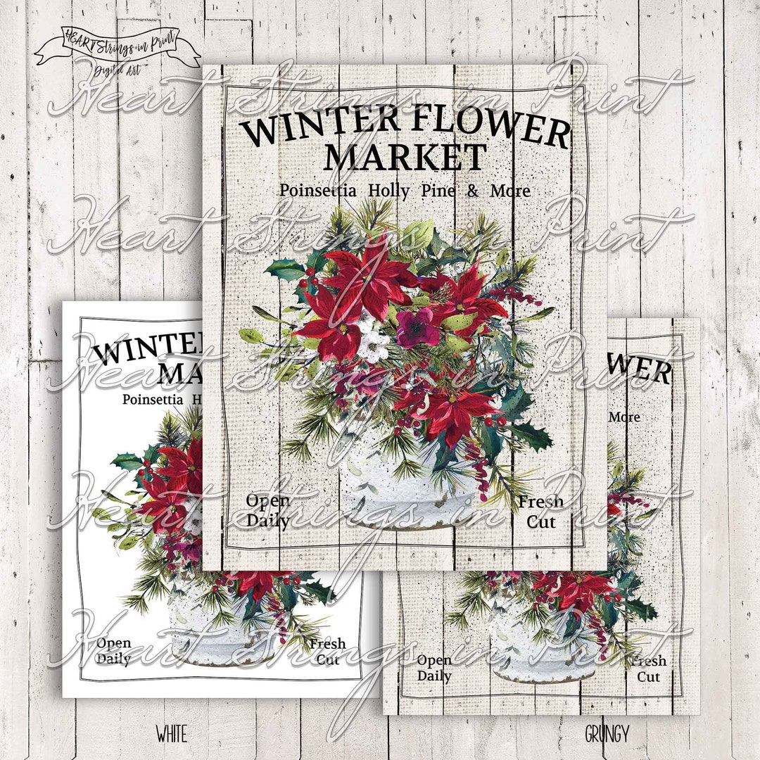 Winter Flower Market Printable, 8x10 Christmas Sign, Farmhouse Print ...