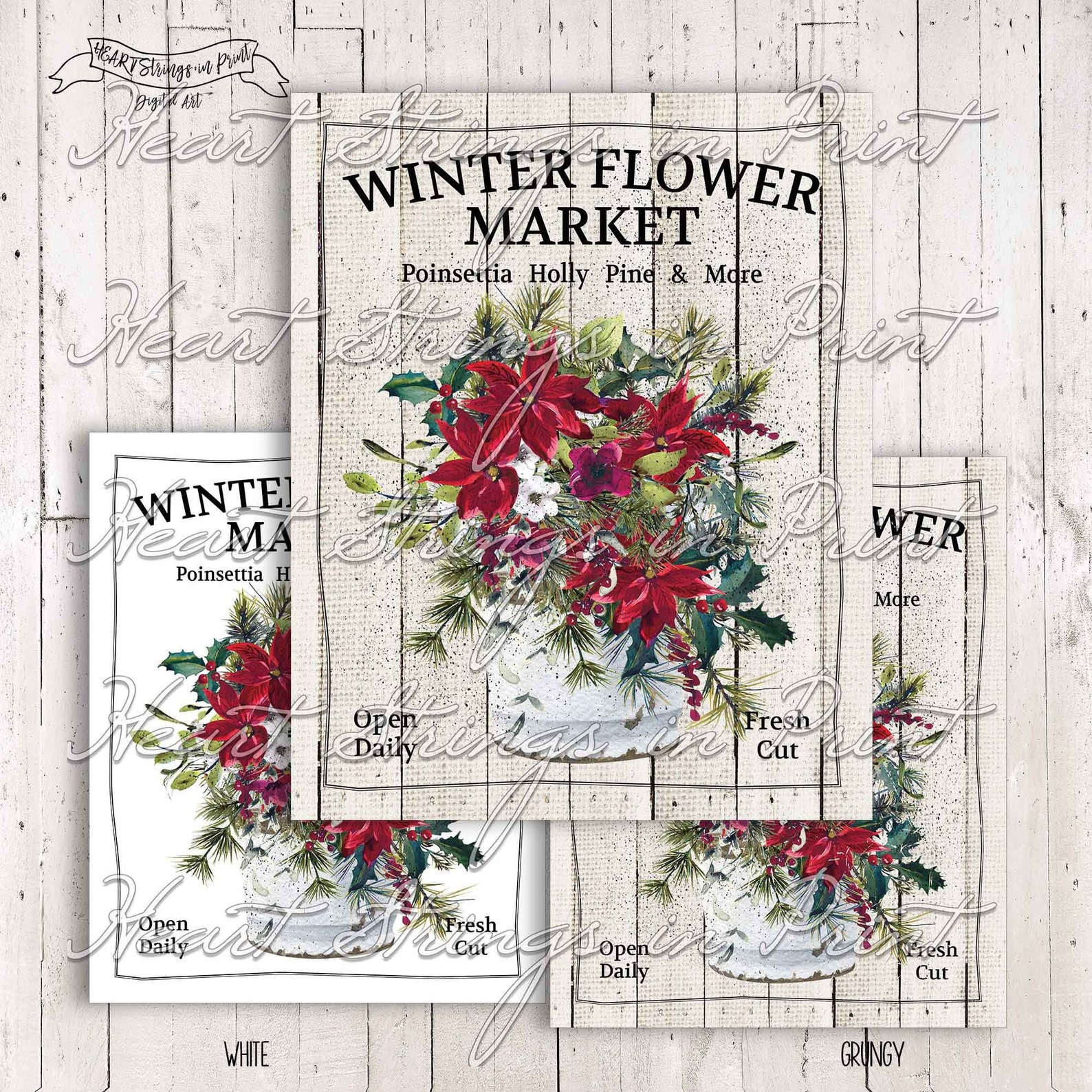 Winter Flower Market Printable 8x10 Christmas Sign Farmhouse | Etsy