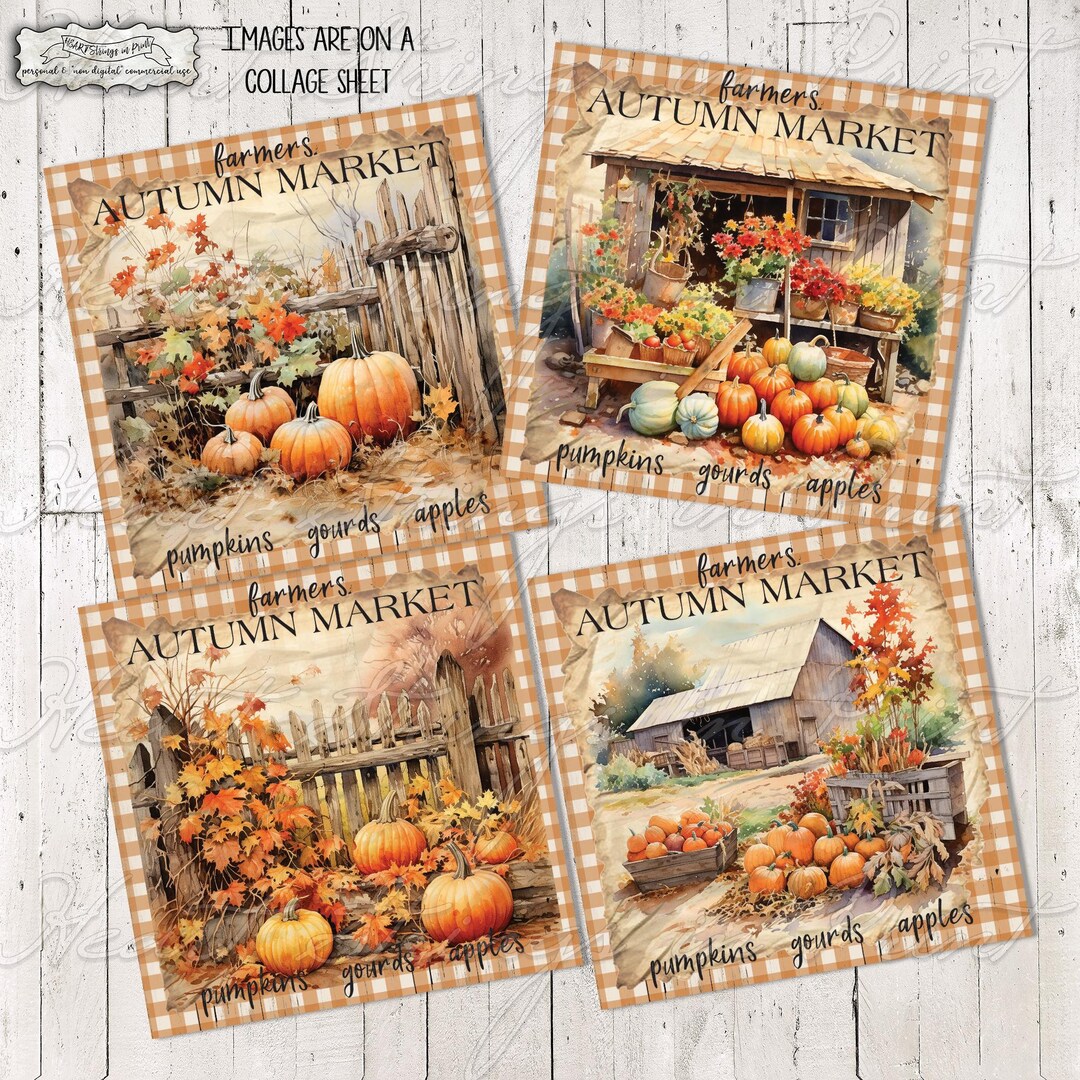 Farmers Autumn Market Printable, Coaster Designs, 4x4 Collage Sheet ...