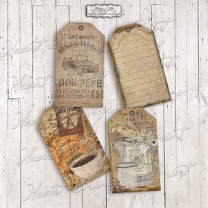 Coffee First Ephemera Tags and Journal Cards, Printable, Rustic Country ...