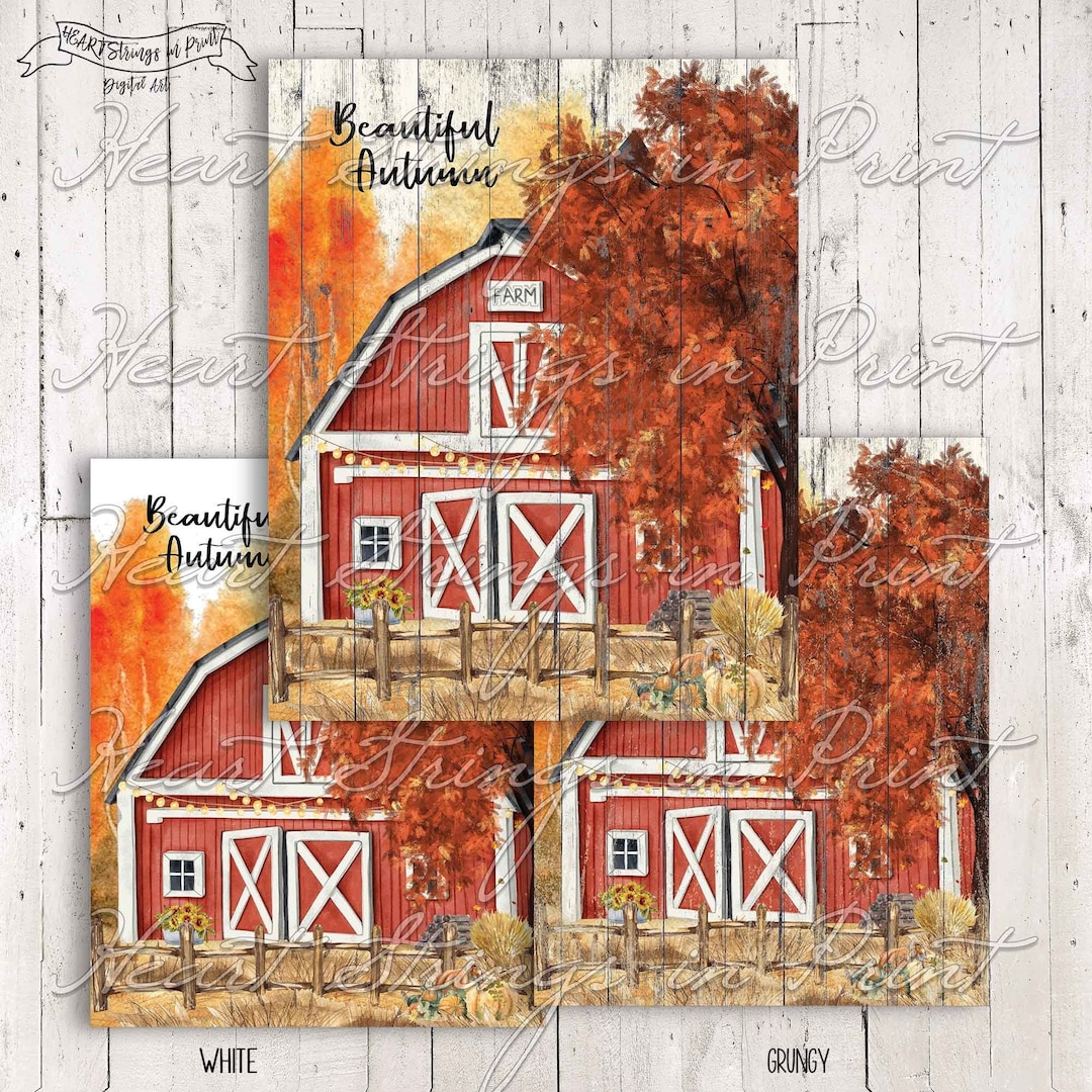 Beautiful Autumn Red Barn Printable, 8x10 Sign, Farmhouse Print ...