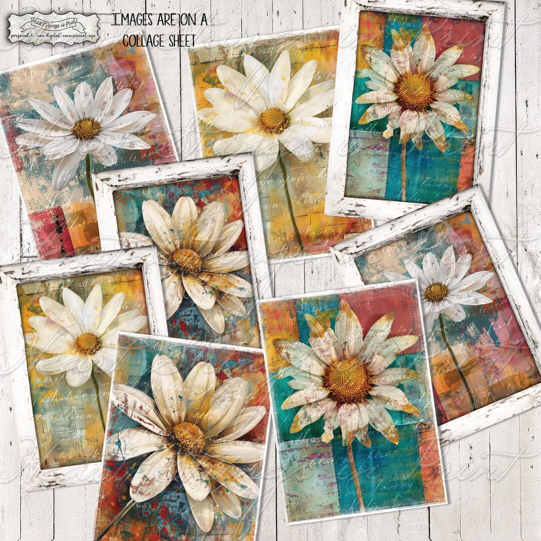 Whimsy Daisy Florals, Spring, Printable, 5x7 Collage Sheet, Mini Prints ...