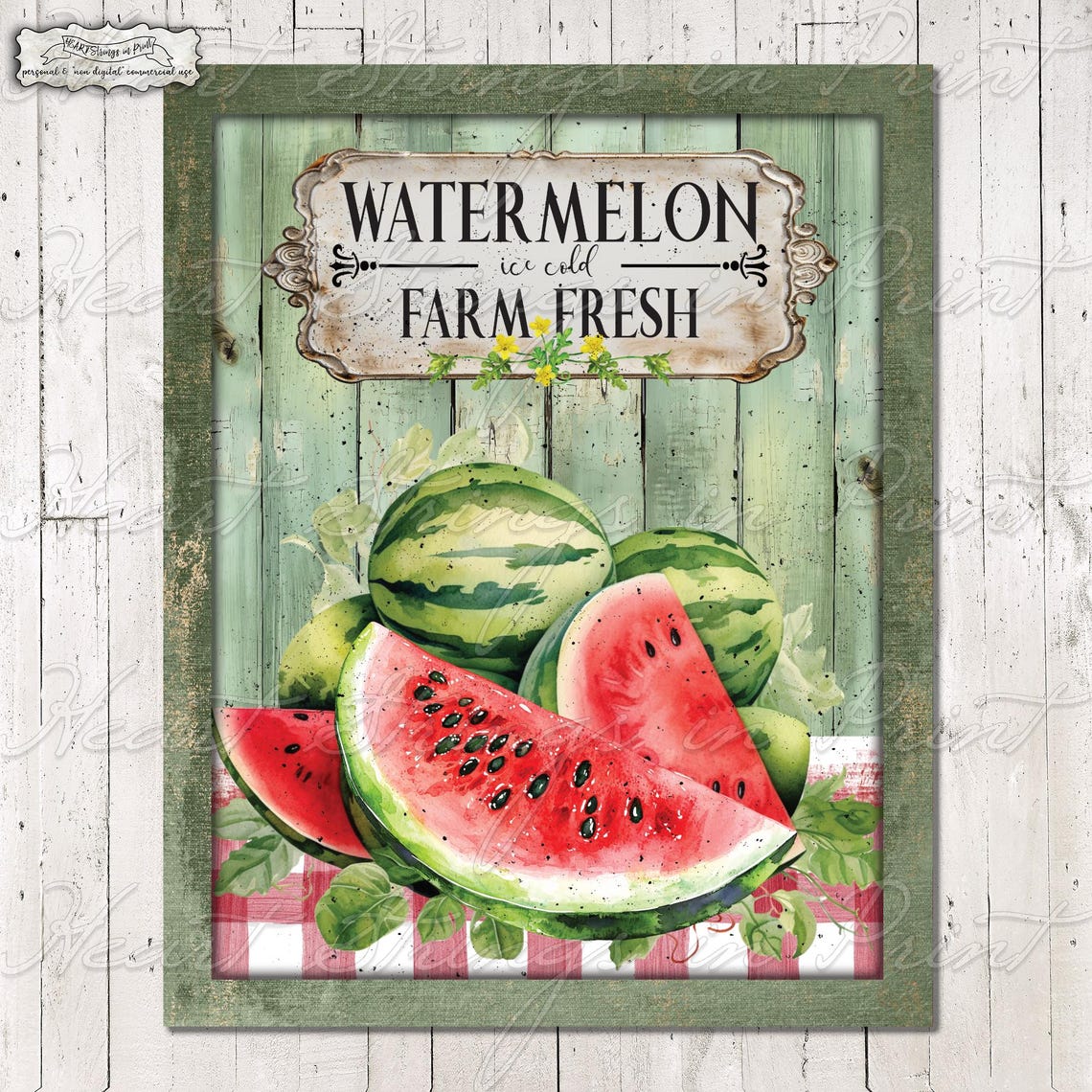 Watermelon Farm Fresh-ice Cold Print, Summer Wall Art, Printable, 8x10 ...