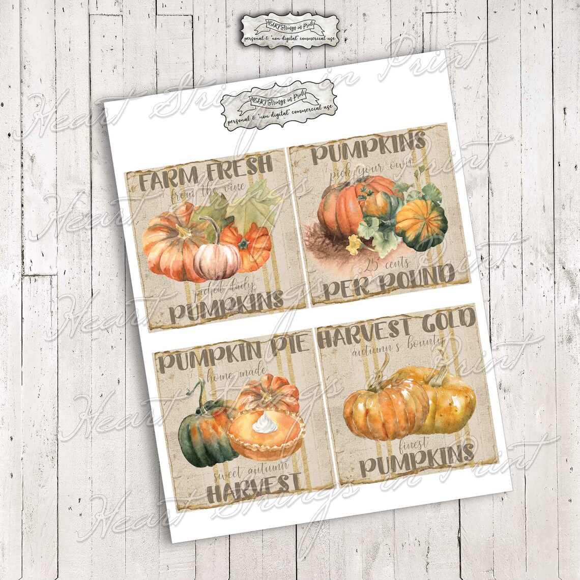 Pumpkin Pie Printable 4x4 Image Collage Sheet Ephemera - Etsy
