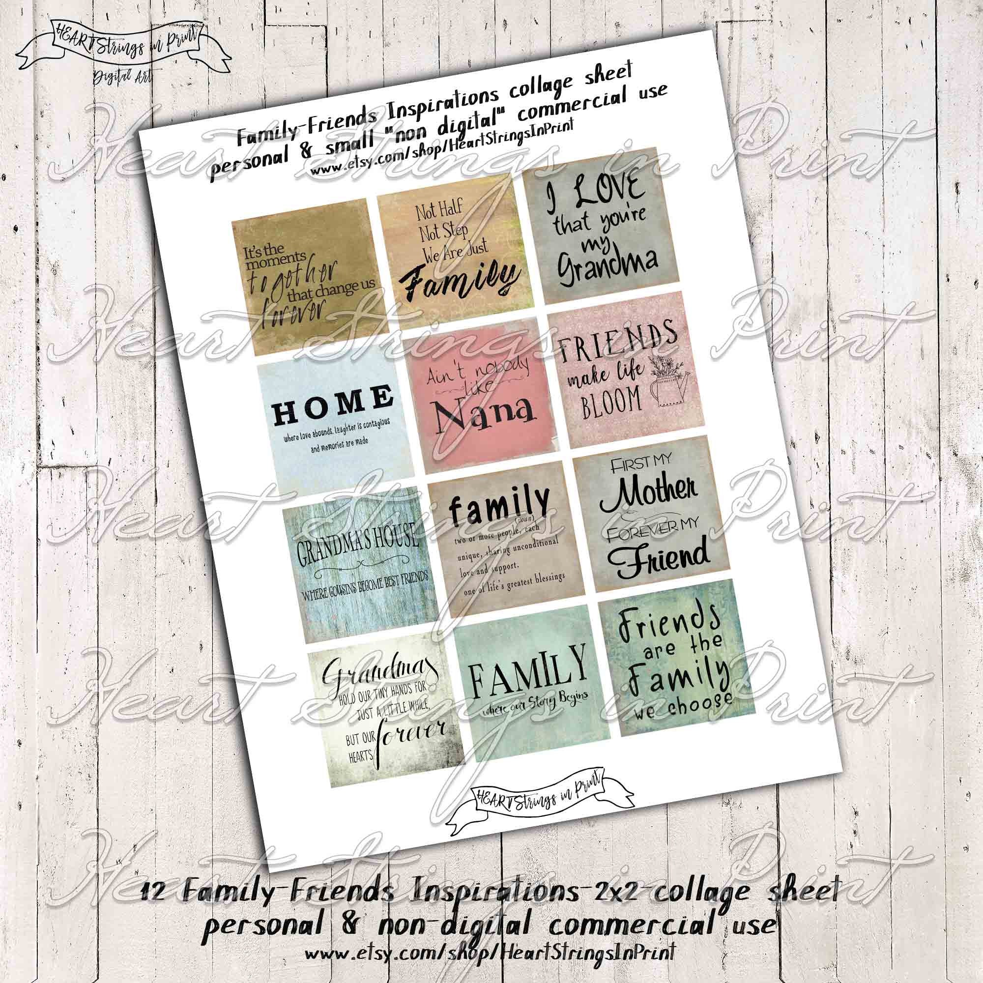 Family-friends Inspirations 2x2 Image Digital Collage Sheet, Primitive ...