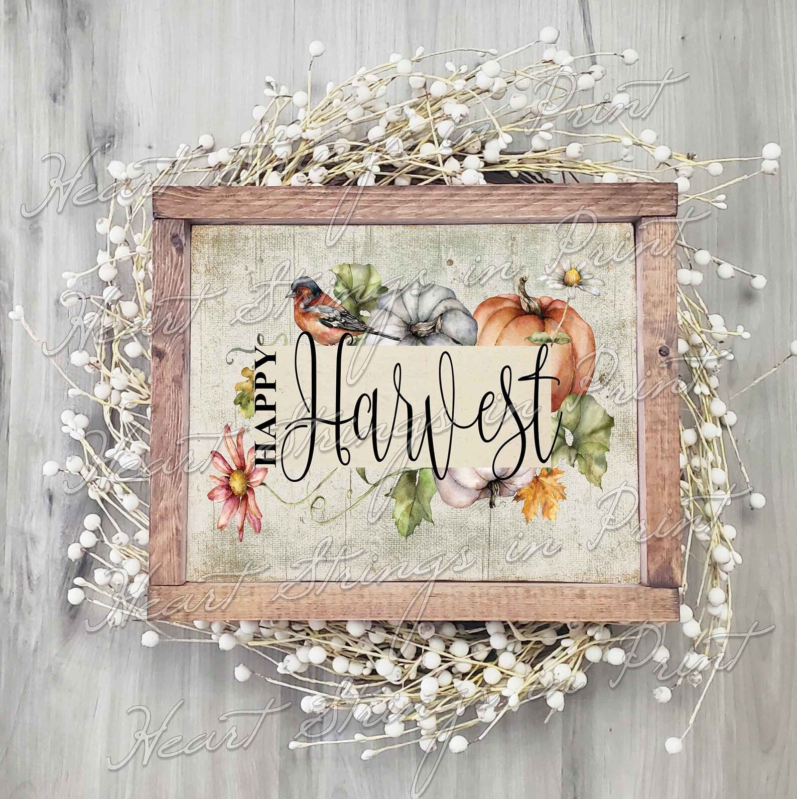 Happy Harvest Pumpkin and Floral Digital Print 8x10 Autumn - Etsy