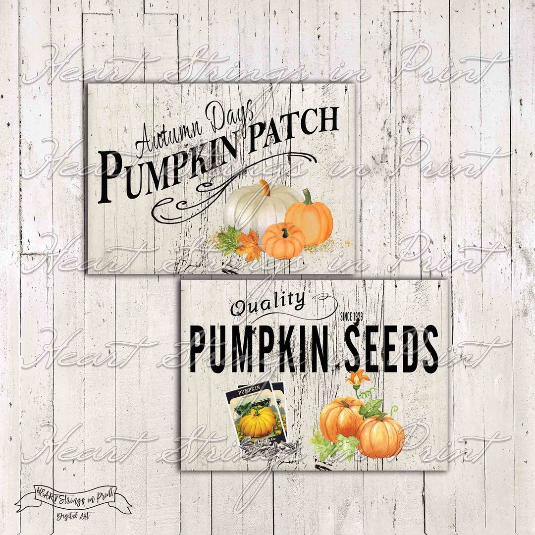 Pumpkin Sign Printable, 5x7 Image Collage Sheet, Autumn Primitive ...