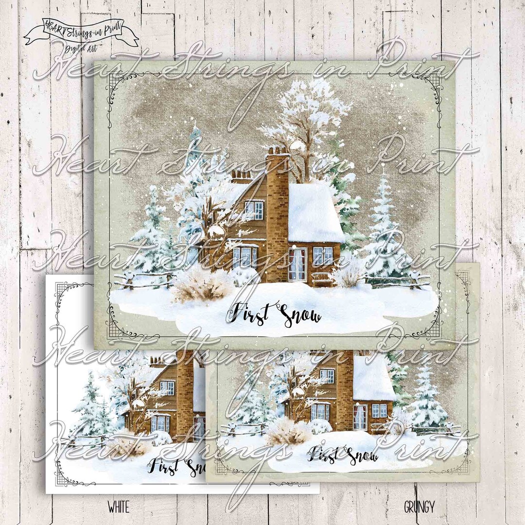 Winter First Snow Print, Vintage Christmas Wall Art, Printable, 8x10 ...