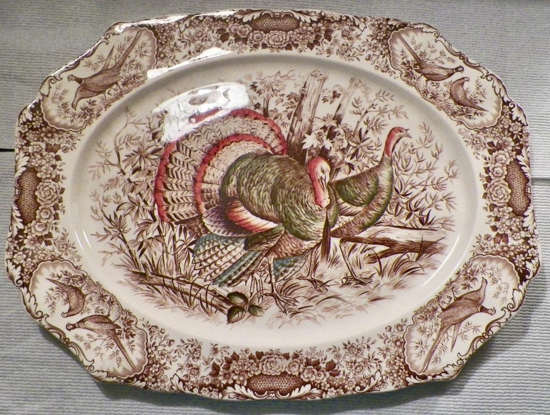 Johnson Brothers Wild Turkeys Platter 20in Native American Brown ...