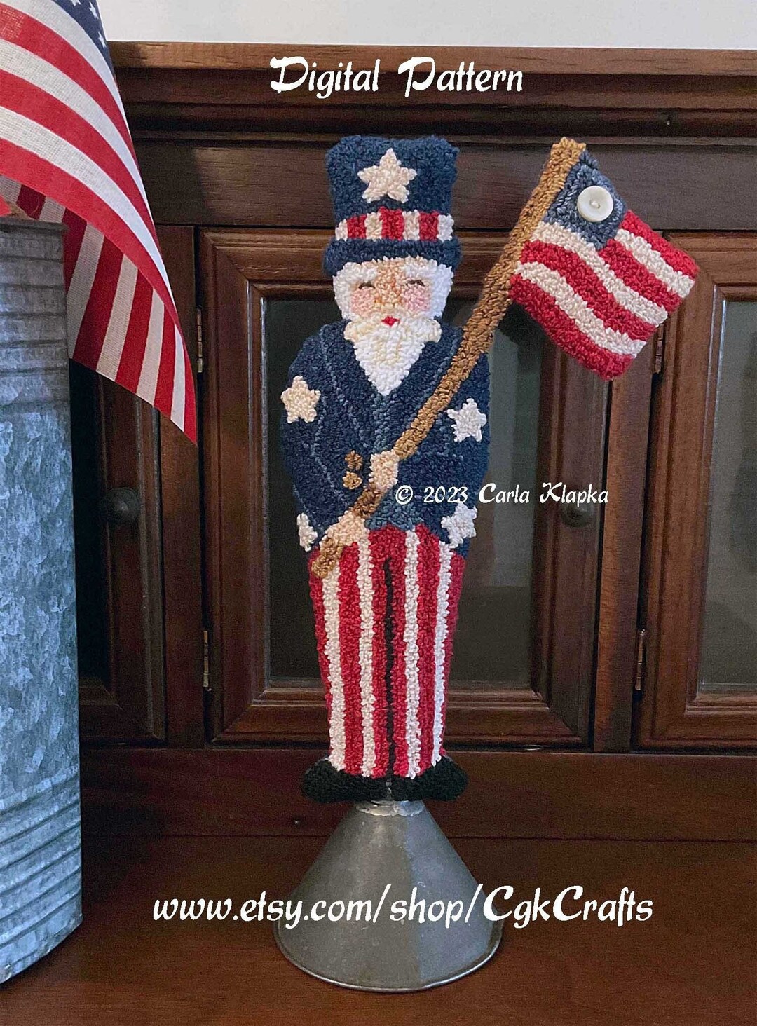 Patriotic Punch Needle Uncle Sam Pattern Epattern PDF - Etsy