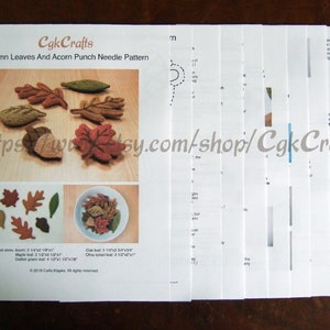 Autumn Fall Leaves/acorn Punch Needle Bowl Fillers Paper Pattern - Etsy