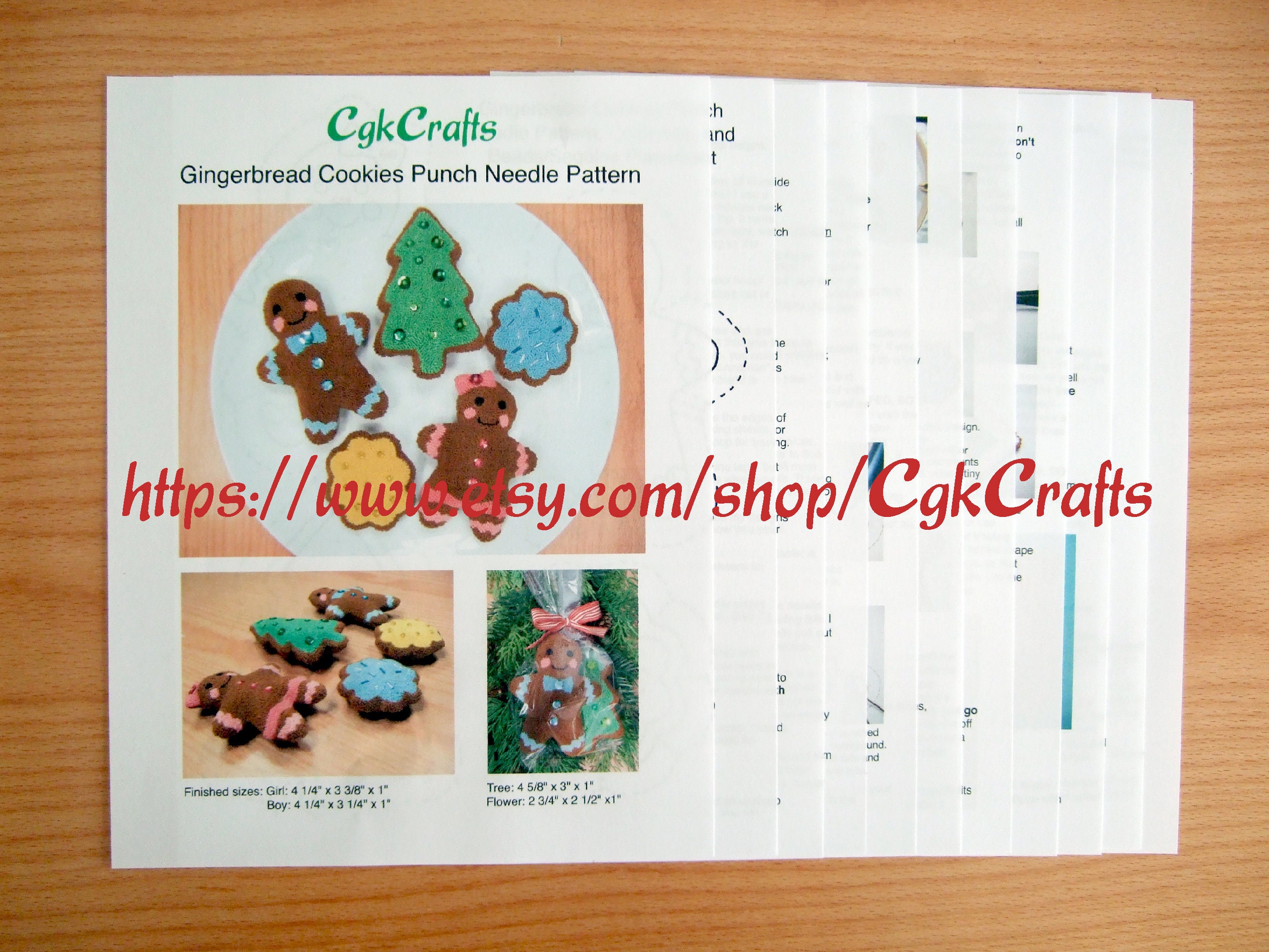 Gingerbread Cookies Christmas Punch Needle Pattern Bowl Fillers ...
