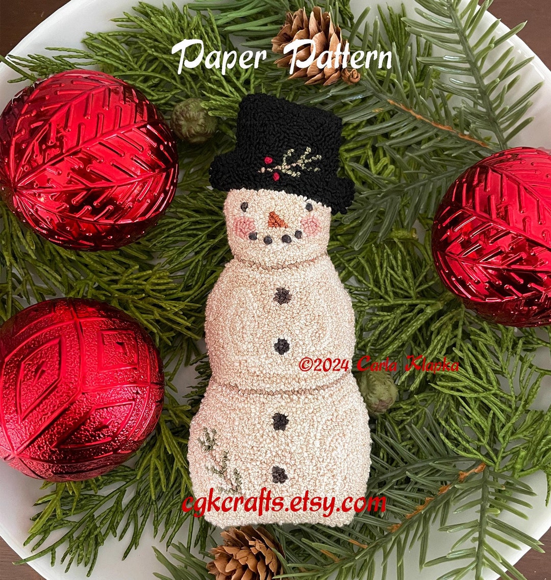 Snowman Christmas Winter Punch Needle Paper (mailed) Pattern - Etsy