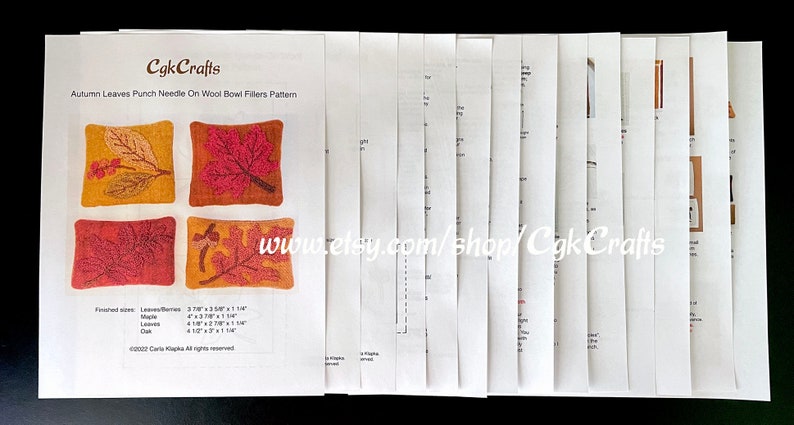 Autumn Leaves Punch Needle on Wool Bowl Fillers Paper Pattern - Etsy