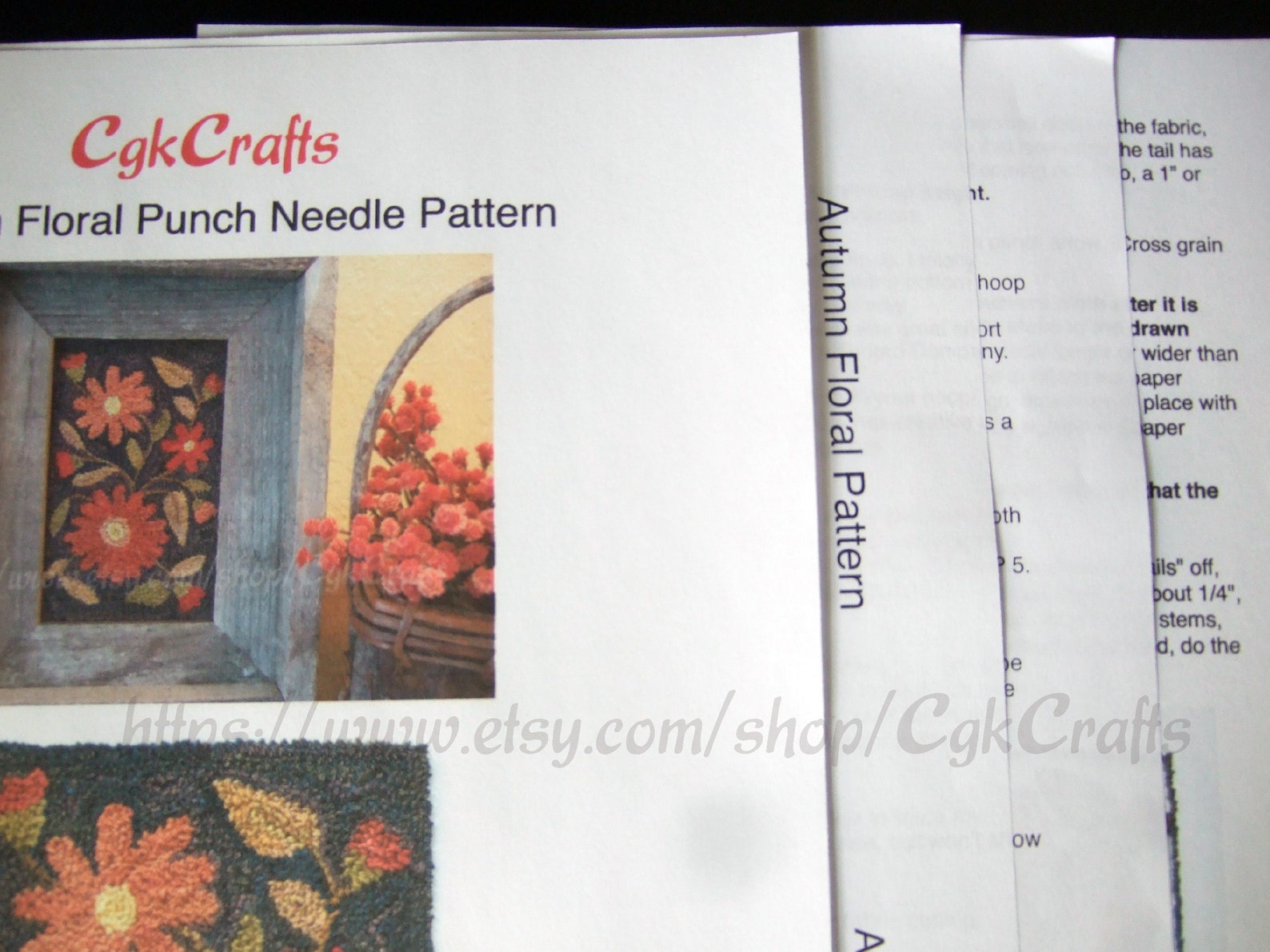 Autumn Floral Punch Needle Digital Pattern E-pattern Instant - Etsy