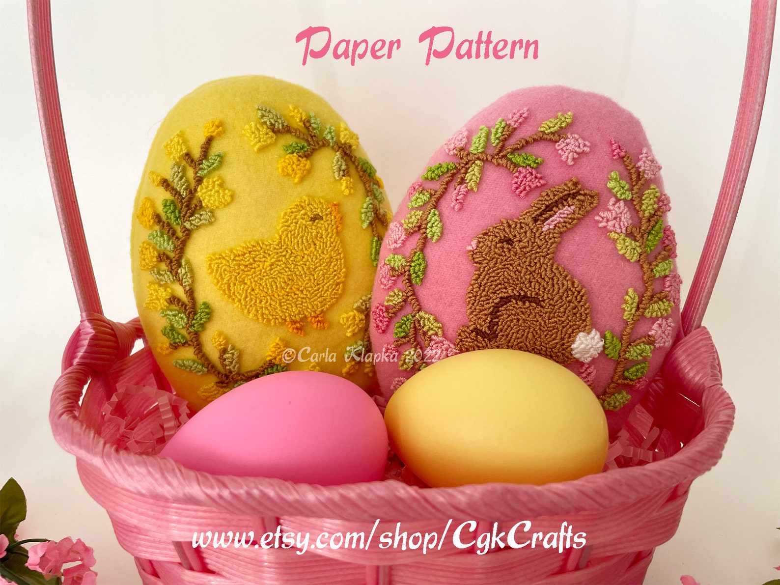 Easter Punch Needle Chick and Bunny on Wool Eggs Paper Pattern - Etsy