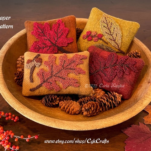 Autumn Fall Leaves/acorn Punch Needle Bowl Fillers PDF Digital - Etsy