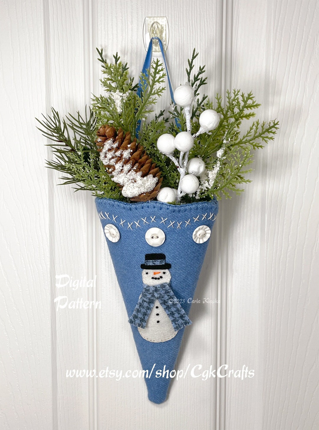 Wool Applique Snowman Winter Cone E-pattern PDF - Etsy