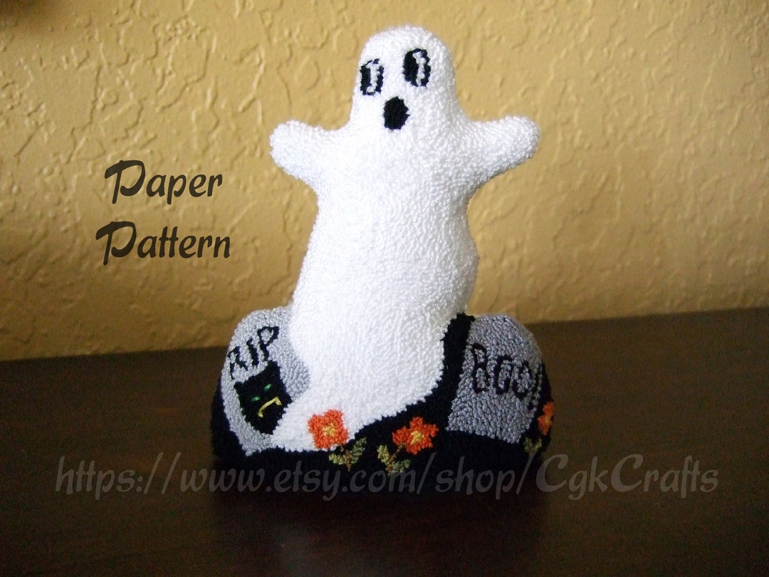 Halloween Graveyard Ghost Sculpture Punch Needle Paper mailed Pattern ...