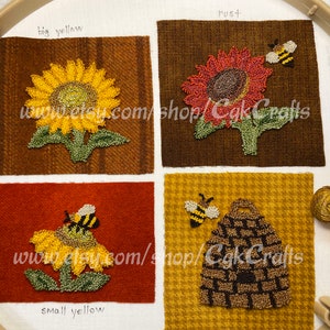 Autumn Punch Needle Pattern on Wool Sunflowers and Bees Paper Mailed ...