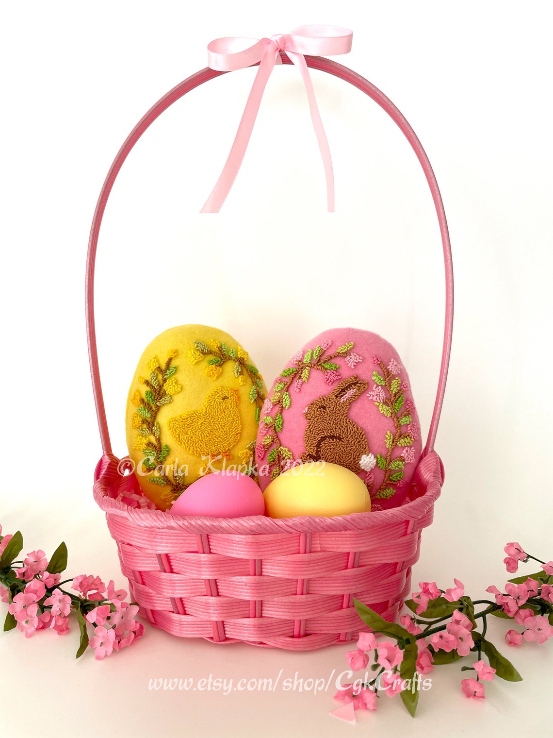 Easter Punch Needle Chick and Bunny on Wool Eggs Paper Pattern | Etsy