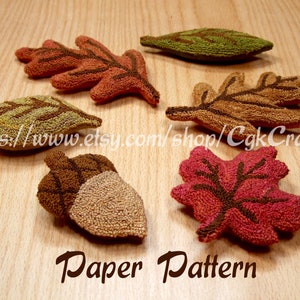 Autumn Fall Leaves/acorn Punch Needle Bowl Fillers Paper Pattern - Etsy