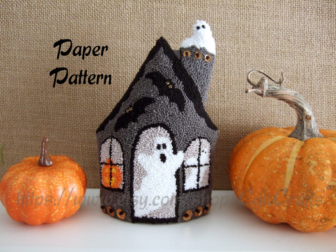 Haunted House Halloween Punch Needle Paper Pattern Sculpture or Ornie ...