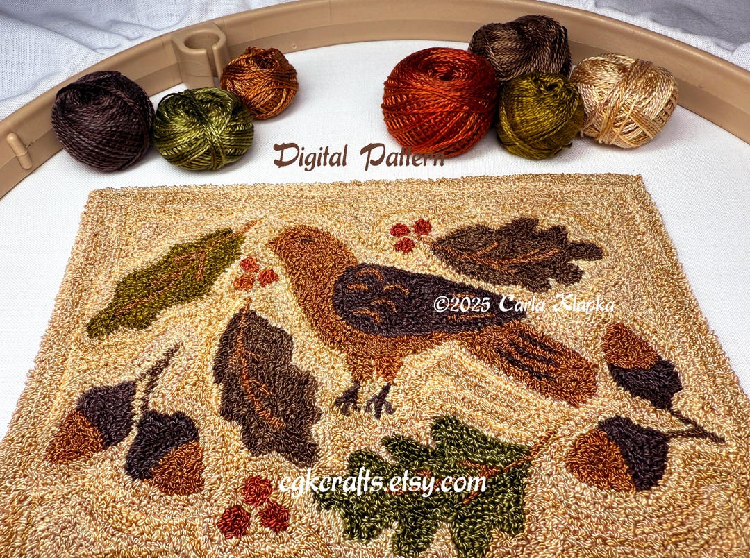 Folk Art Primitive Bird Punch Needle Digital PDF Pattern - Etsy