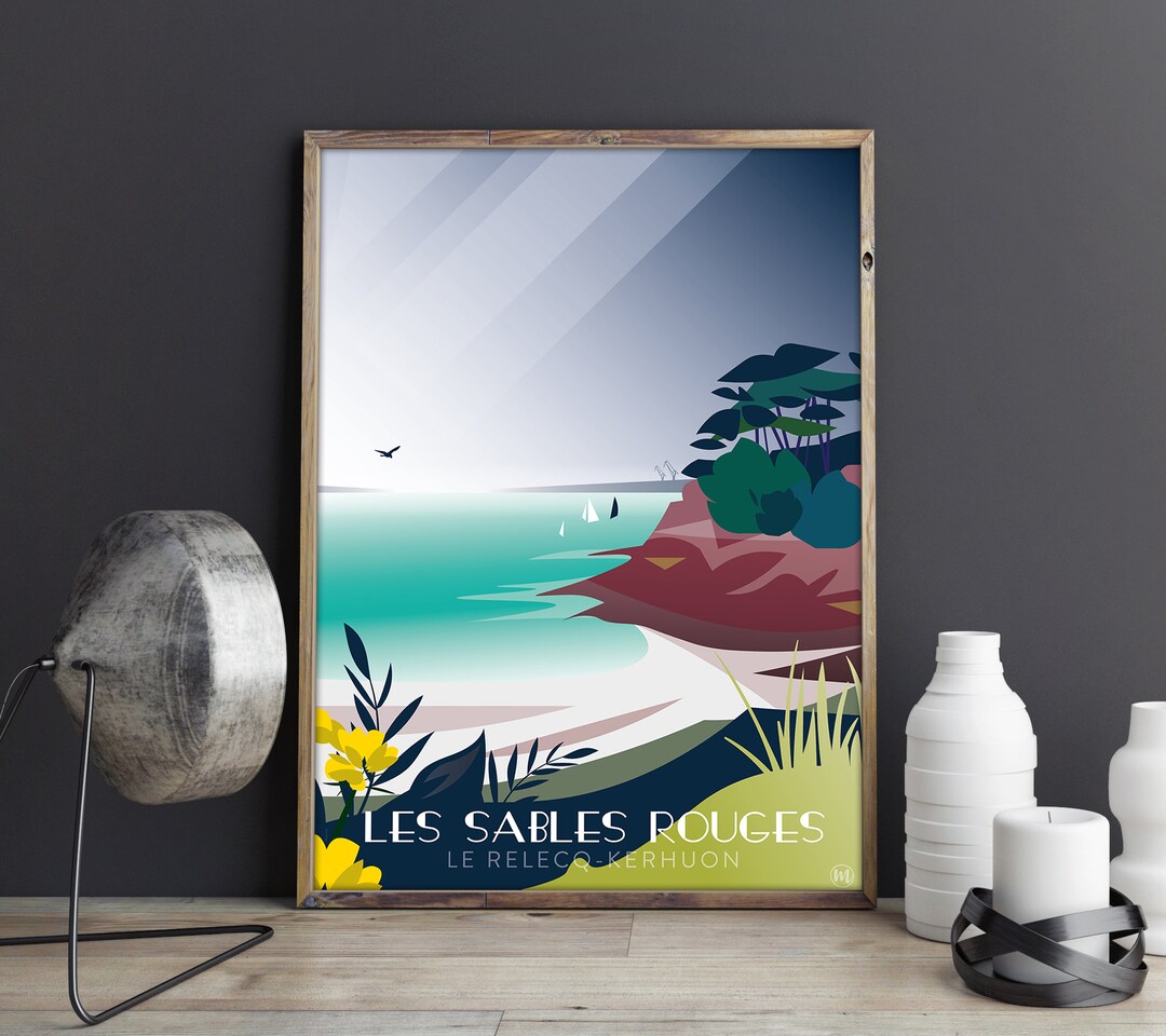 Affiche RELECQ-KERHUON Les sables rouges Rade de BREST - Etsy France