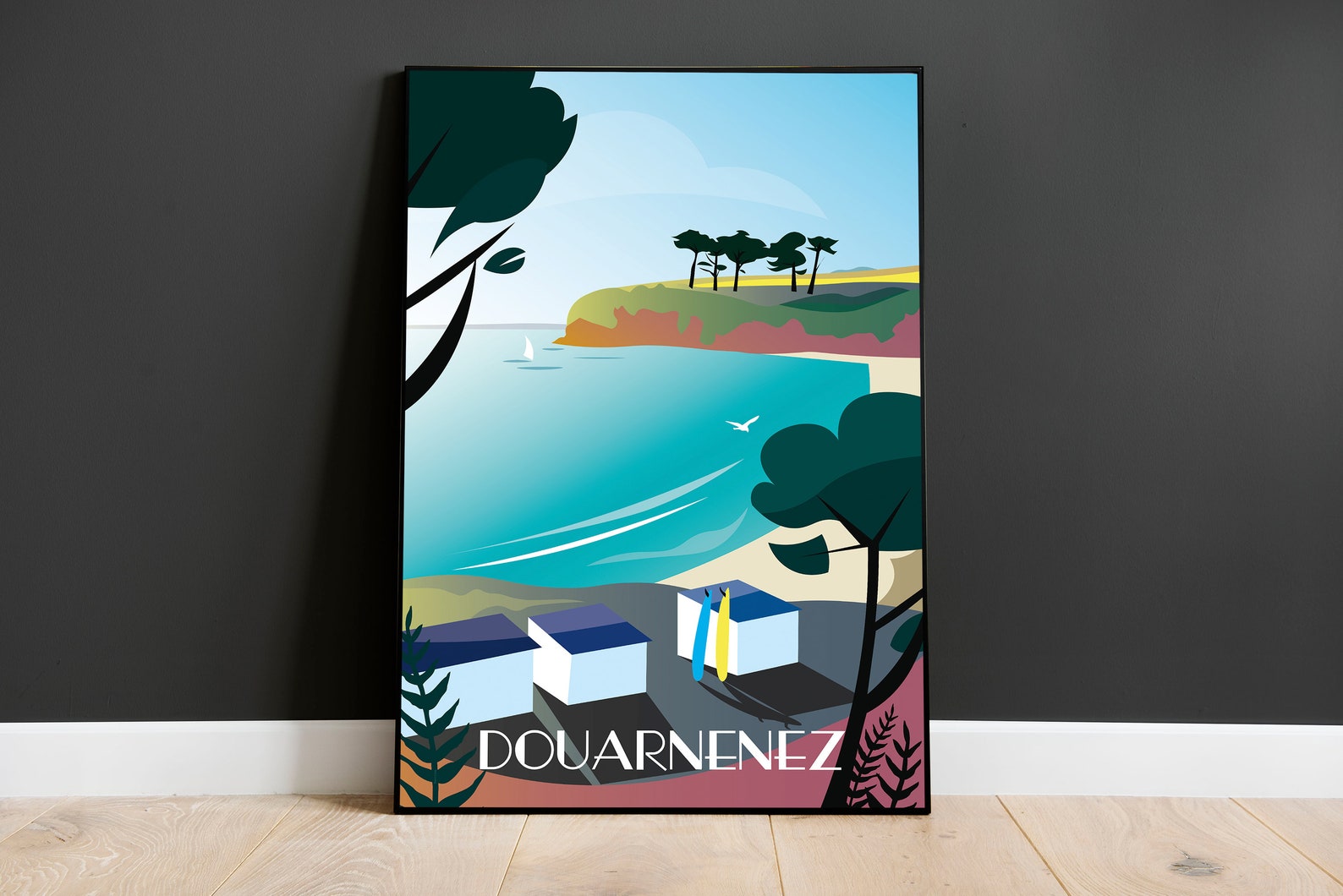 Affiche DOUARNENEZ Plage du Ris Finistère Bretagne | Etsy