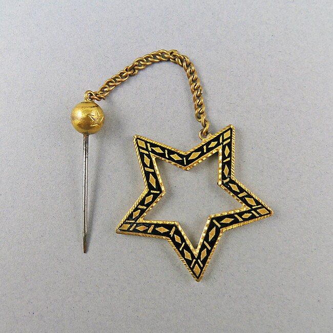 Victorian Antique Jabot Pin Black Enamel Jewelry Antique Jewellery Gilt ...