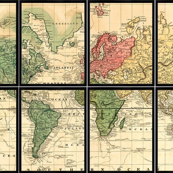 Antique Map Panels - Etsy