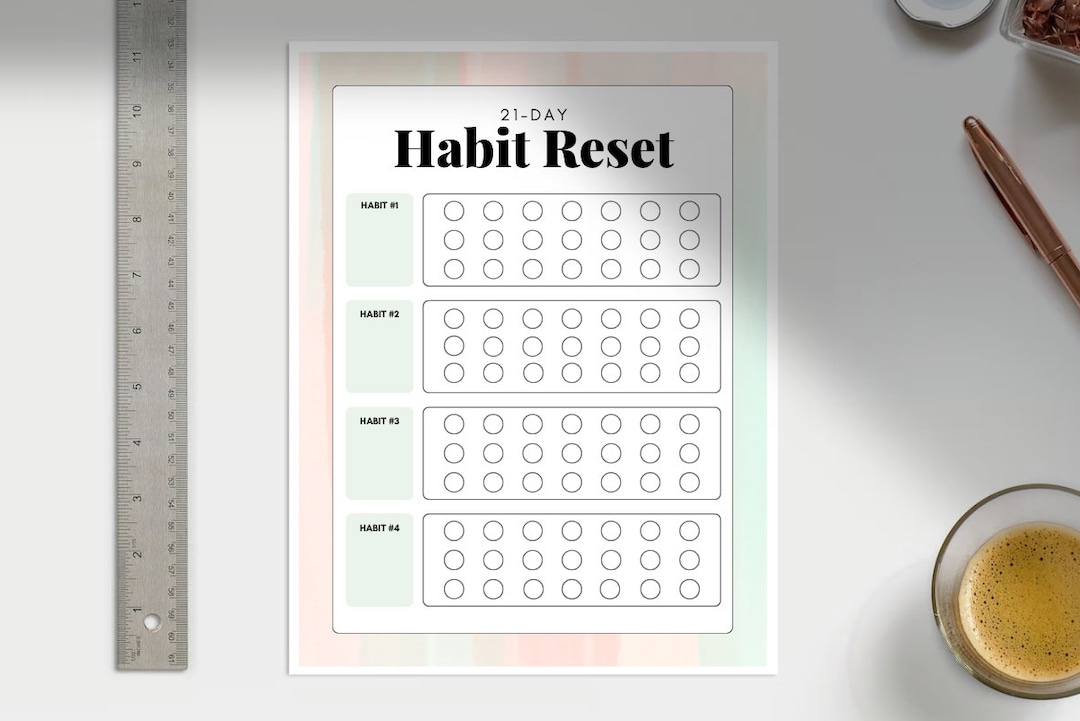 21 Day Habit Reset Tracker Instant Download - Etsy